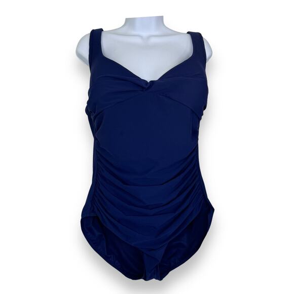 Talbots | Swim | Talbots One Piece Swimsuit Womens 6 Ruched Blue Beach ...
